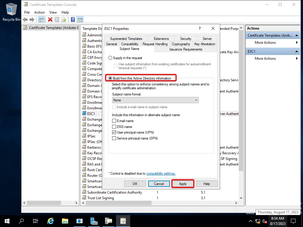 Exploiting Misconfigured Active Directory Certificate Template – ESC1 - Redfox Security - Pen ...